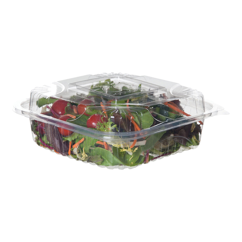 Eco-Products 8" x 8" x 3" Compostable Clear Hinged PLA Plastic ...