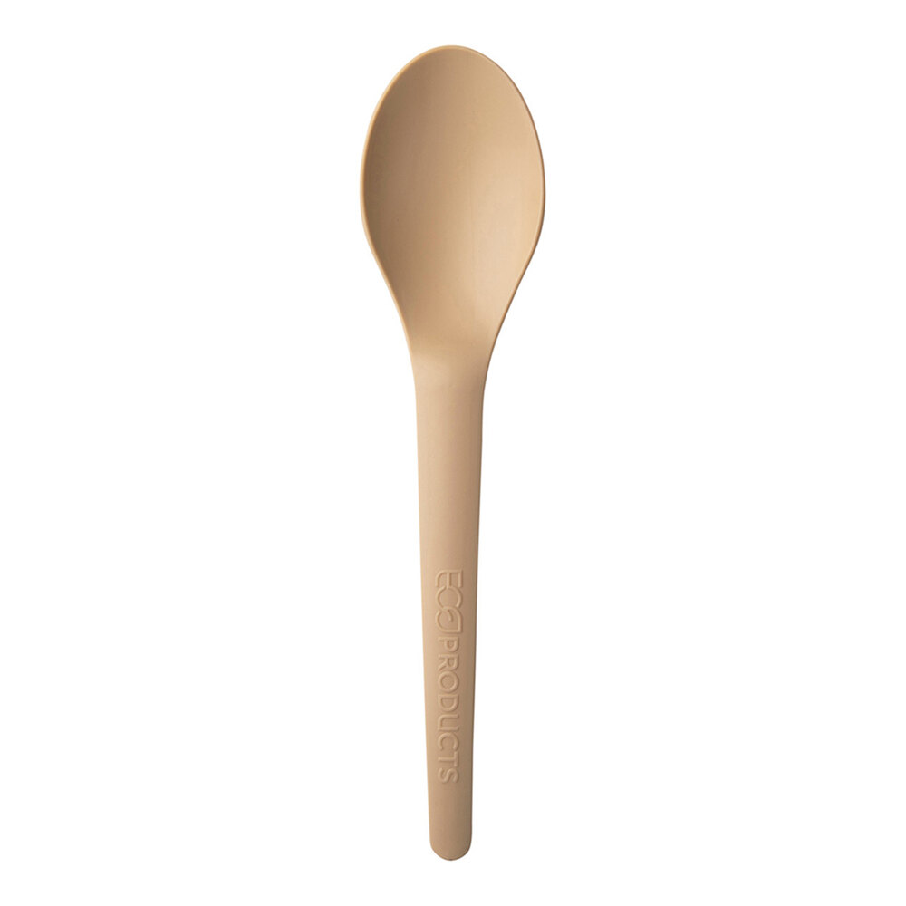 Eco-Products Veridian Plantware 6" Compostable Beige CPLA Plastic Spoon ...