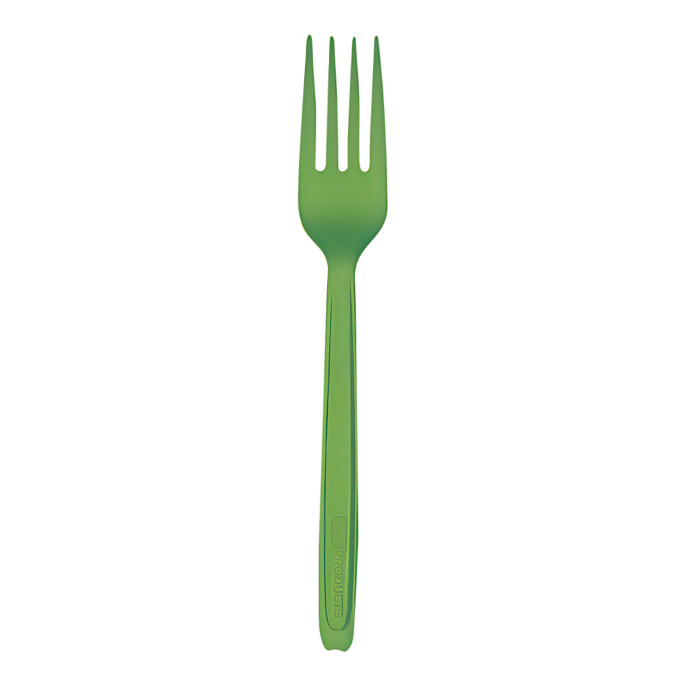 Eco-Products Veridian 6" Green Compostable PLA Plastic Dispensable Fork for Cutlerease ...