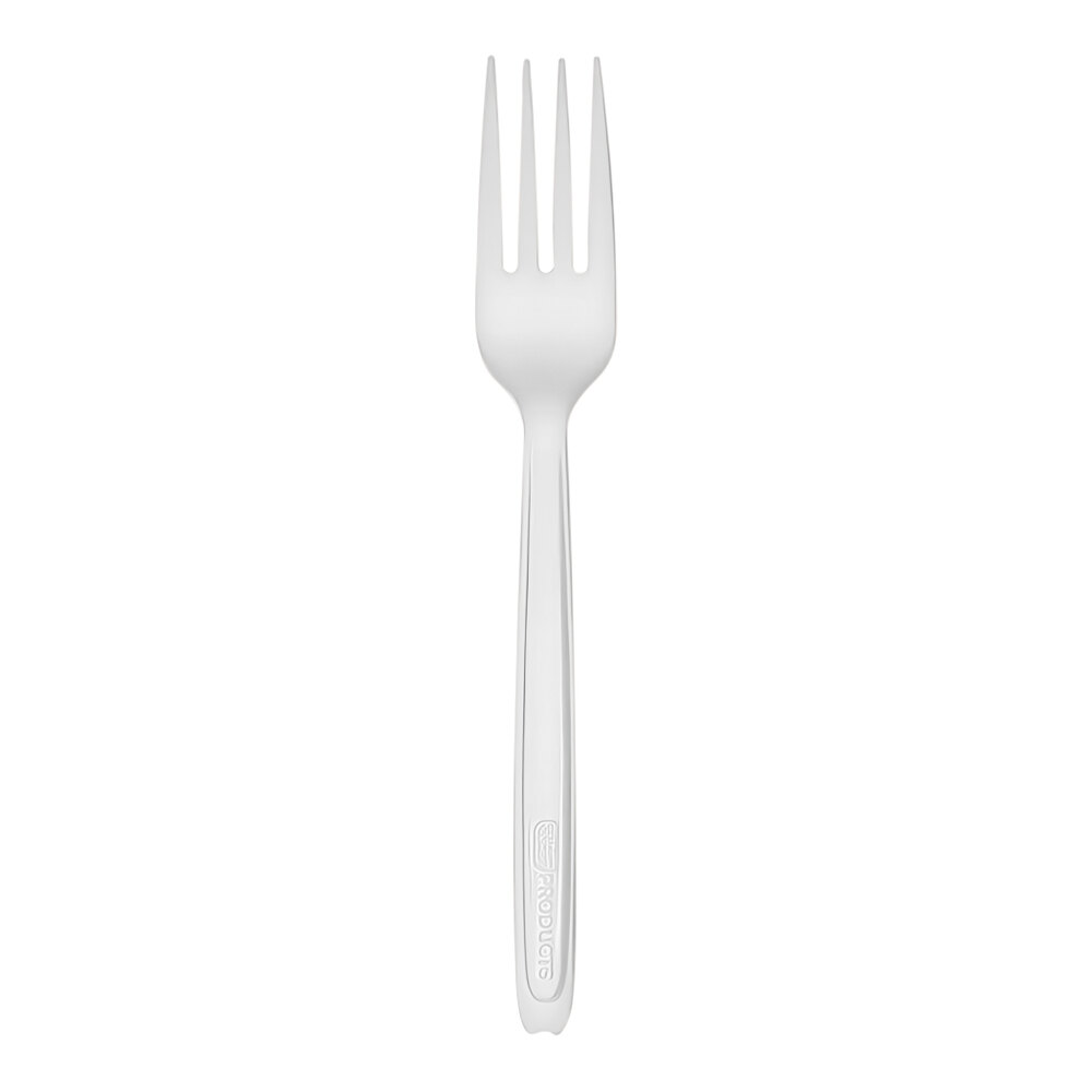 Eco-Products 6" White Compostable PLA Plastic Dispensable Fork for Cutlerease Dispensers - 960/Case