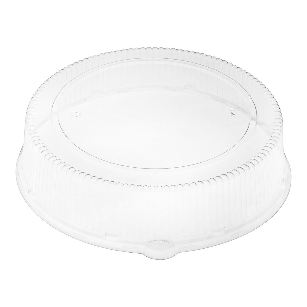 Solut 16" Clear Round PET Plastic High Dome Catering / Deli Tray Lid ...