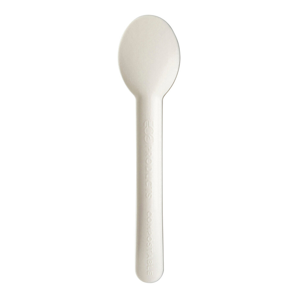 Eco-Products 6 1/2" Compostable No PFAS Added White Molded Paper Spoon ...