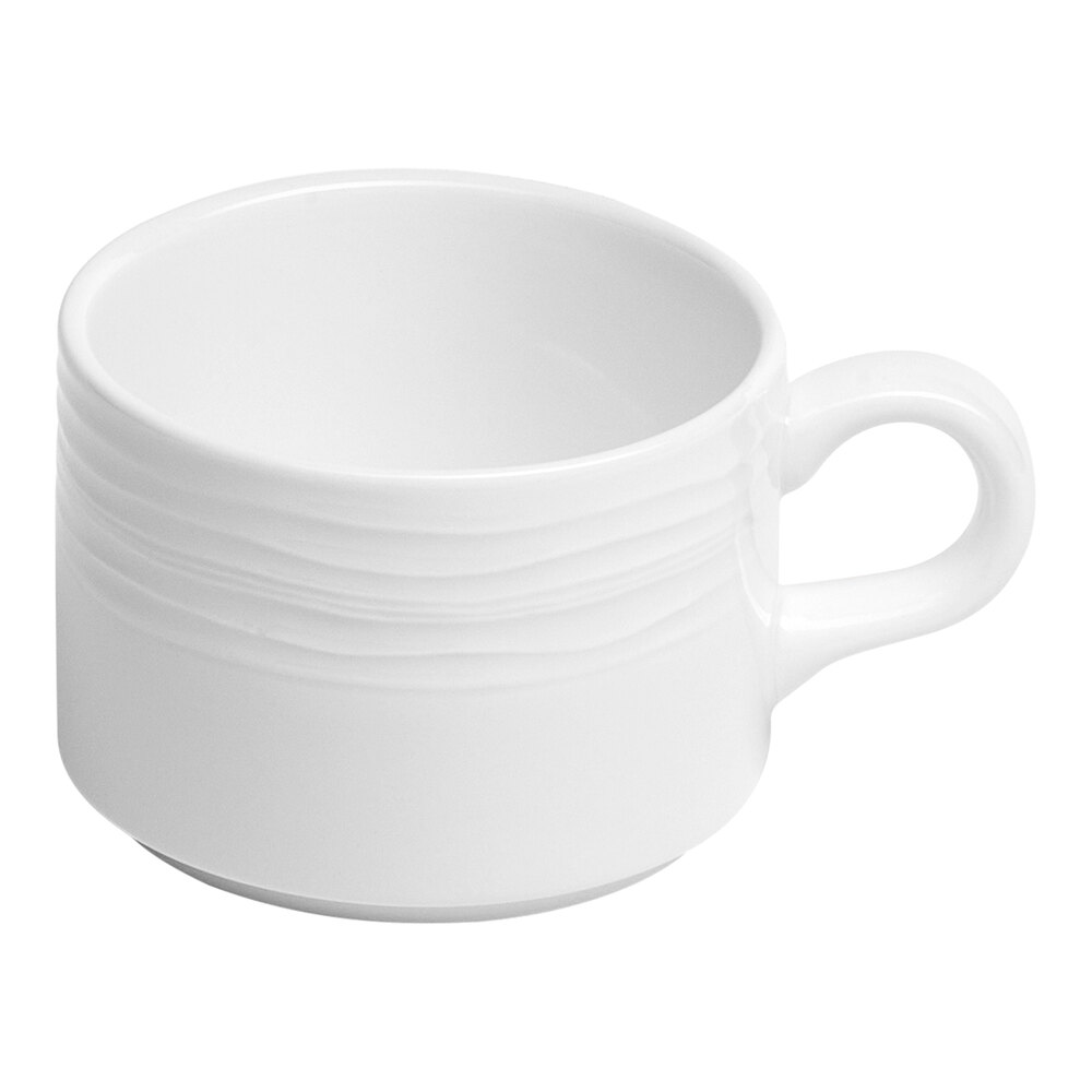 Ariane Eclipse 7.78 oz. White Stackable Embossed Porcelain Tea Cup - 12 ...