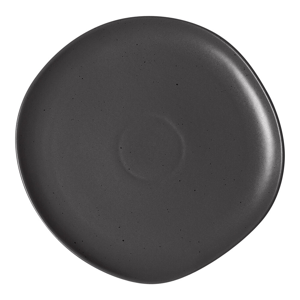Ariane Earth 10 5/8" Charcoal Gray Dots Flat Porcelain Plate - 6/Case