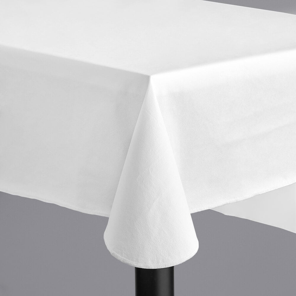 Choice 52" x 52" White Solid Vinyl Table Cover with Flannel Back - 4/Case