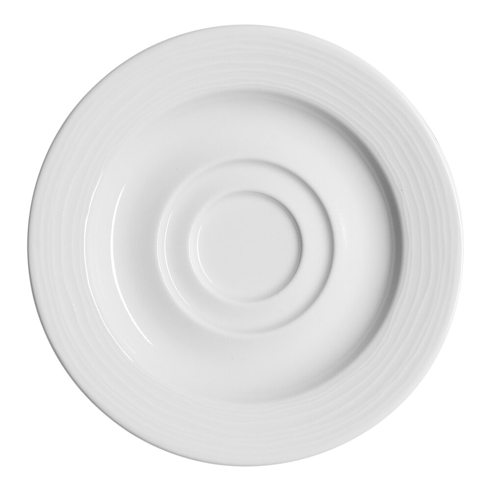 Ariane Eclipse 5 1/8" White Round Embossed Wide Rim Porcelain Espresso ...