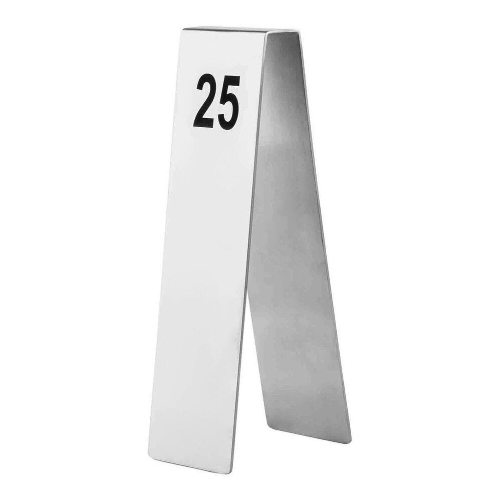Tablecraft 2 3/4" x 6 3/4" Silver Stainless Steel Number Table Tents ...