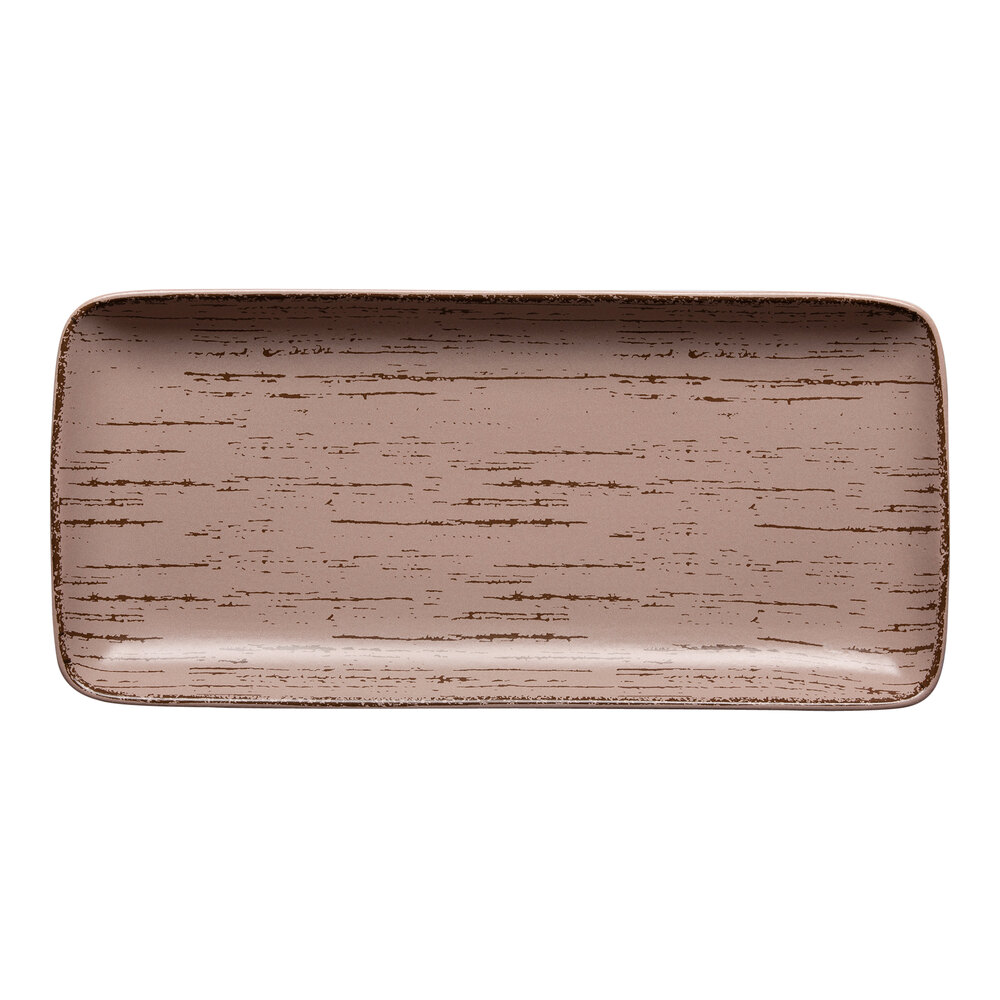 Ariane Tornado 14 3/8" x 7" Desert Sage Rectangular Porcelain Plate - 6 ...