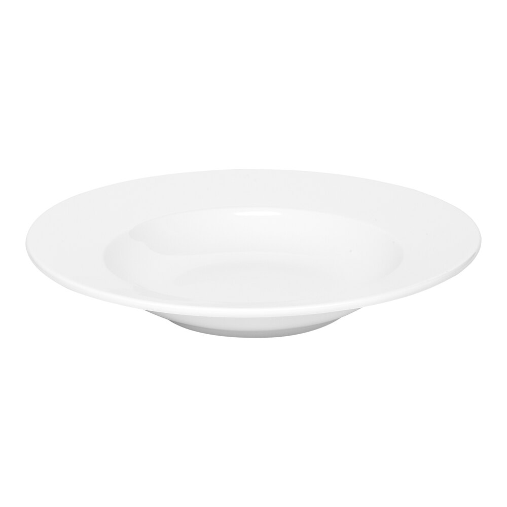 Ariane Prime 9" Warm White Round Wide Rim Deep Porcelain Plate - 12/Case