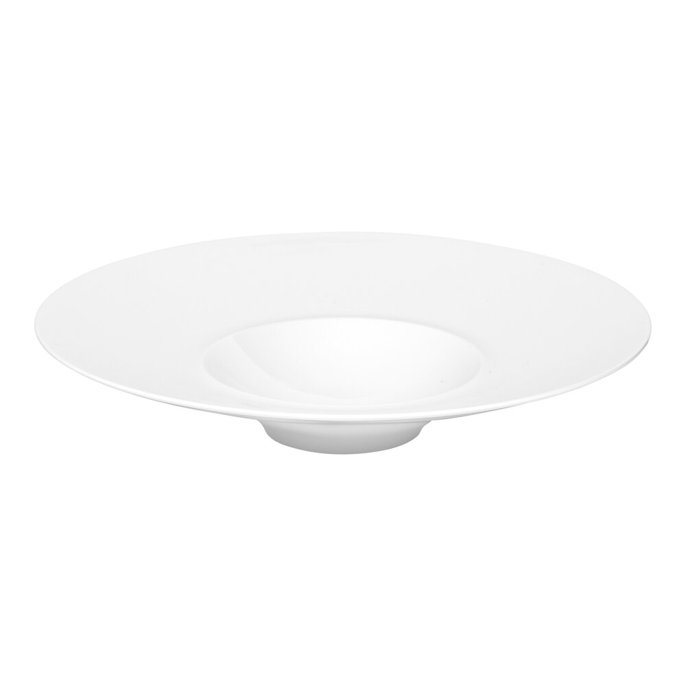 Ariane Prime 11" Warm White Round Wide Rim Deep Porcelain Gourmet Plate ...