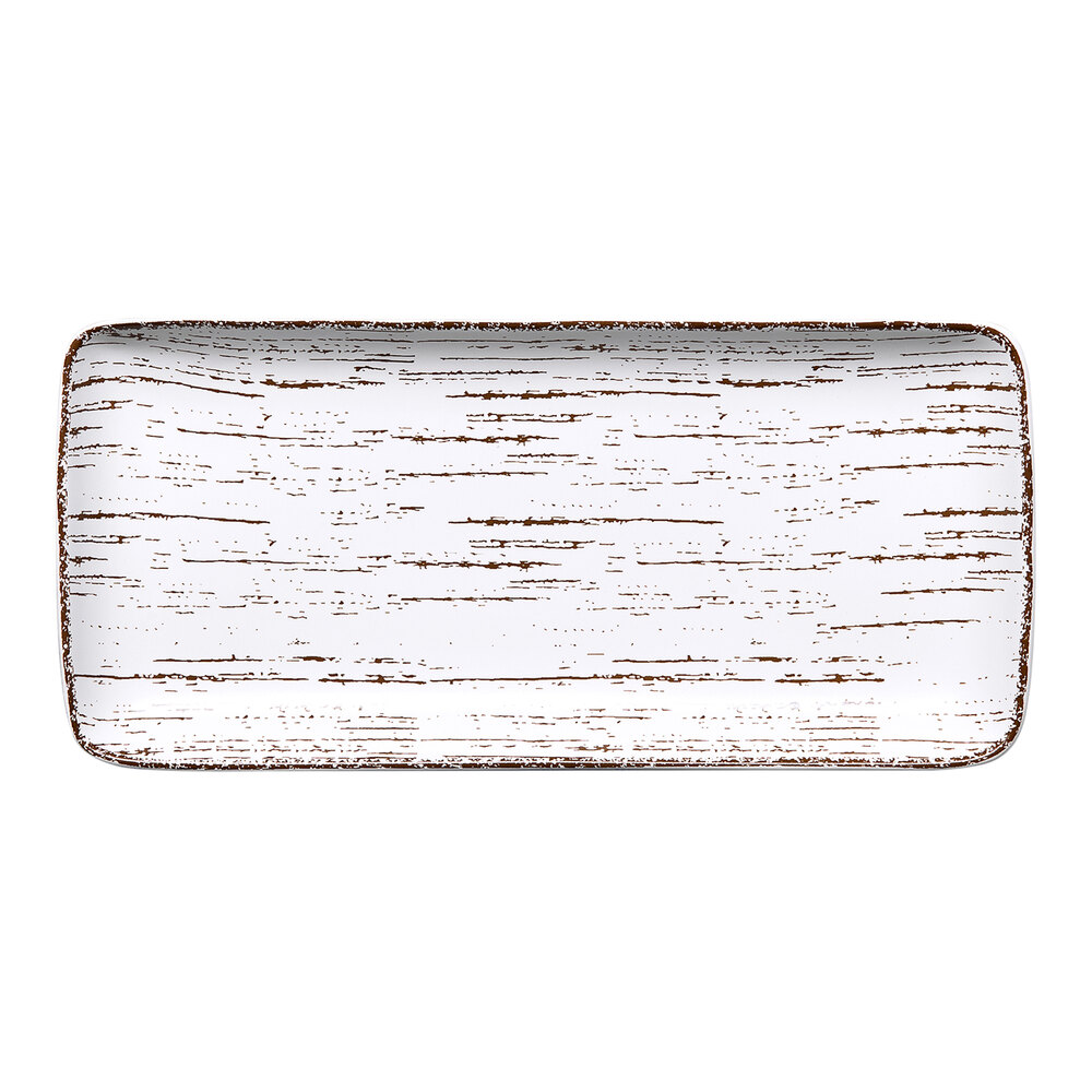 Ariane Tornado 14 3/8" x 7" Matte White Rectangular Porcelain Plate - 6 ...