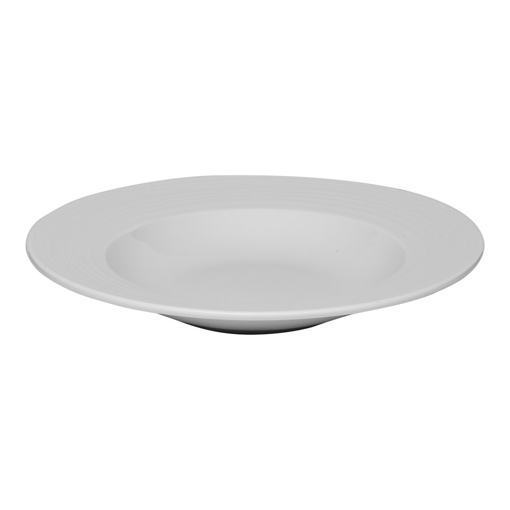 Ariane Eclipse 10 1/4" White Round Embossed Wide Rim Deep Porcelain ...