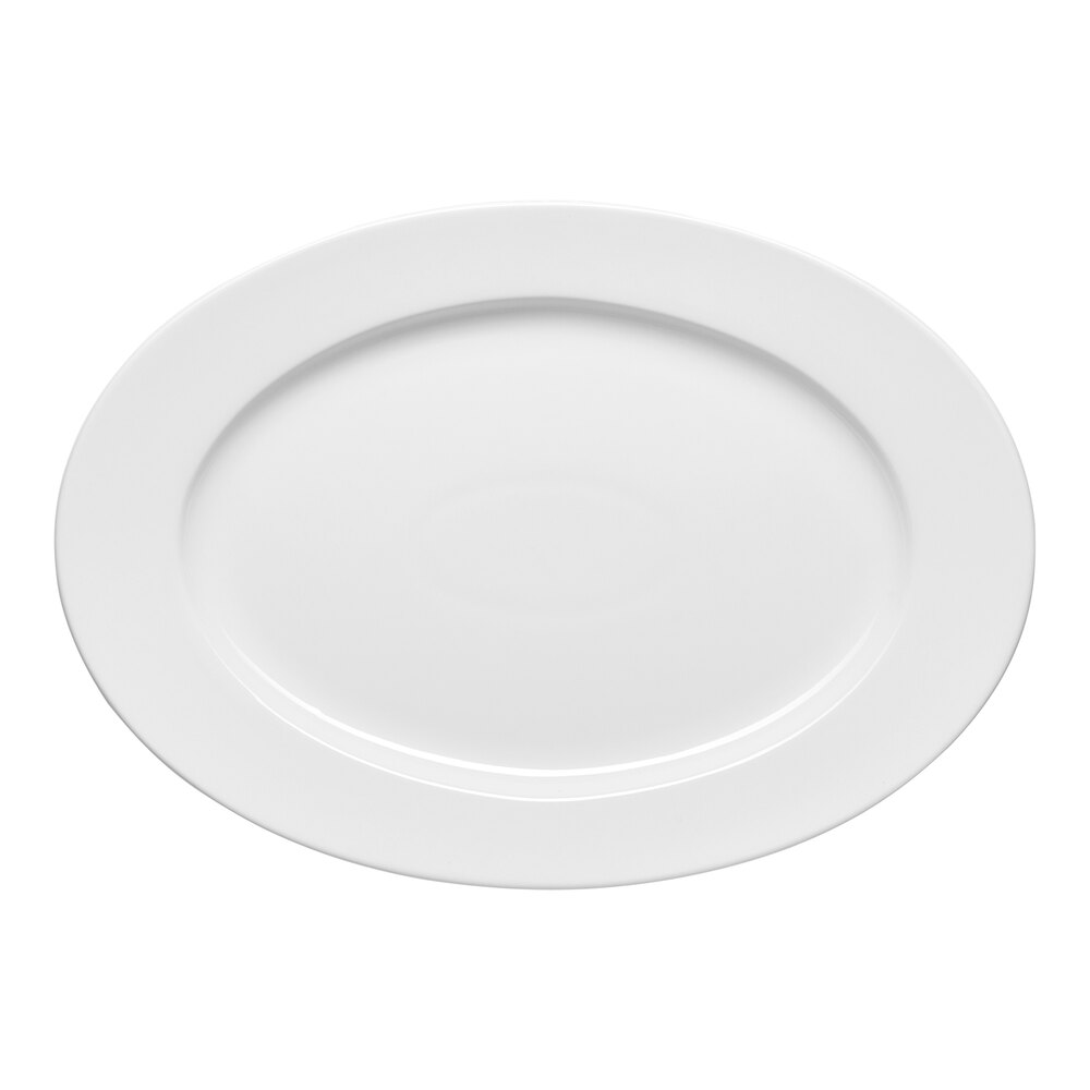 Ariane Prime 11" x 7 11/16" Warm White Oval Wide Rim Porcelain Platter ...