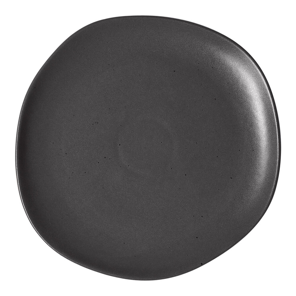 Ariane Earth 8 1/4" Charcoal Gray Dots Flat Porcelain Plate - 12/Case