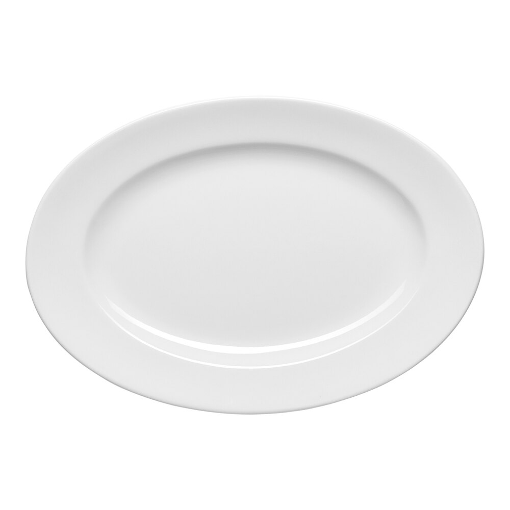 Ariane Prime 10 1/4" x 7" Warm White Oval Wide Rim Porcelain Platter ...
