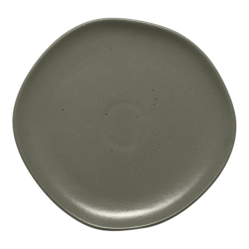 Ariane Earth 6 5/16" Mist Green Dots Flat Porcelain Plate - 12/Case