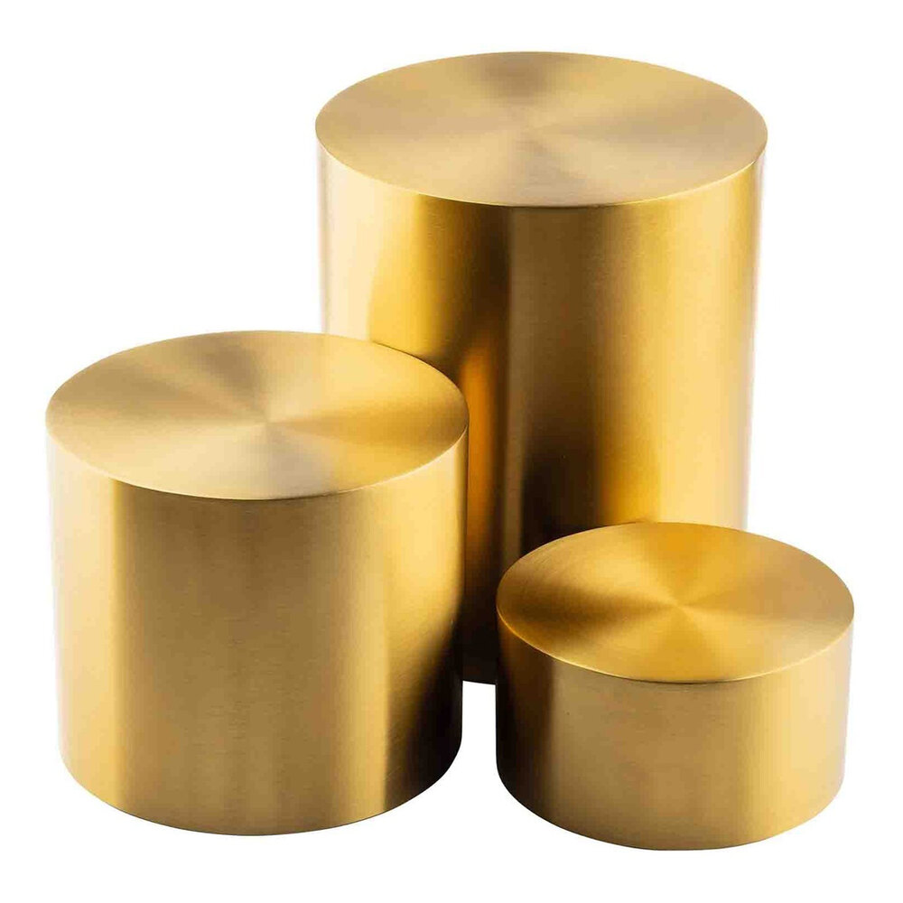 TableCraft 3-Piece Round Gold Stainless Steel Riser Set