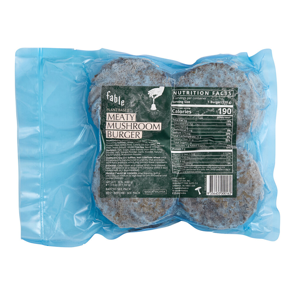 Fable 3.88 oz. Plant-Based Shiitake Mushroom Burger - 40/Case