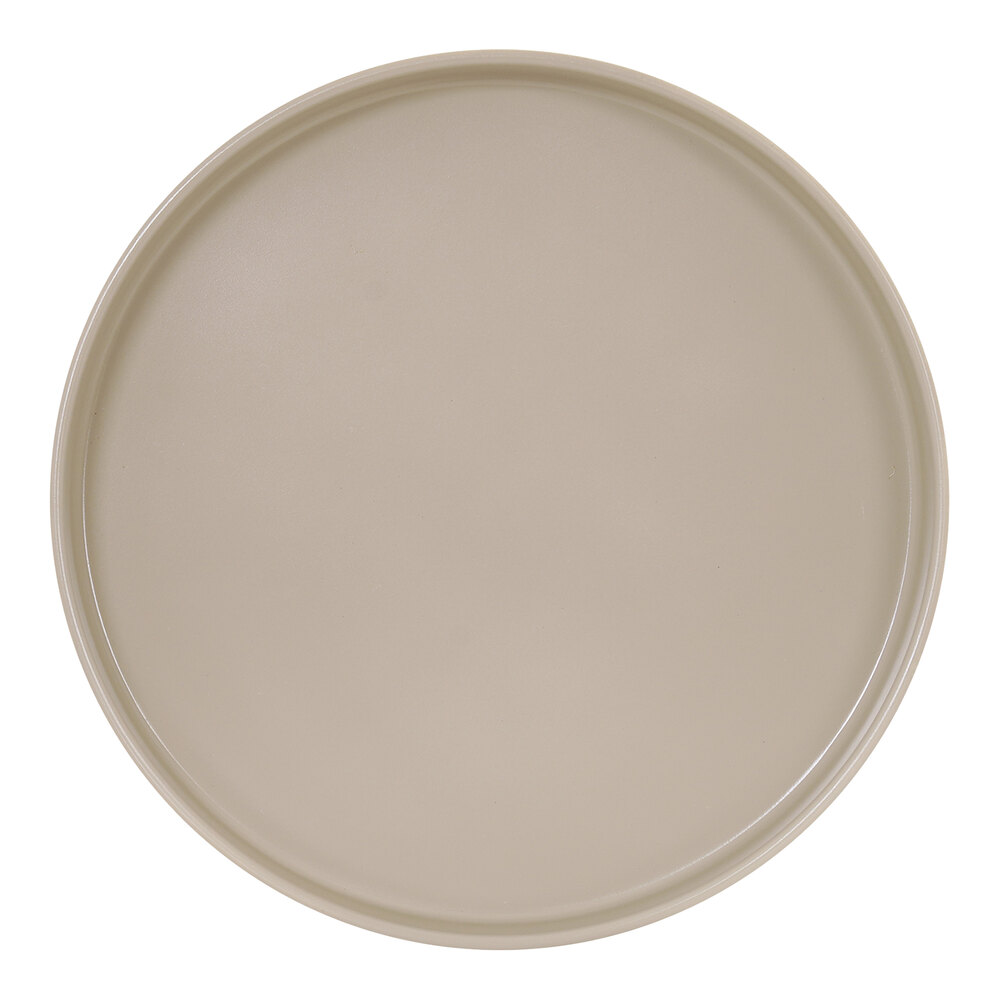 Cal-Mil Hudson 12" Taupe Raised Rim Melamine Plate - 6/Case