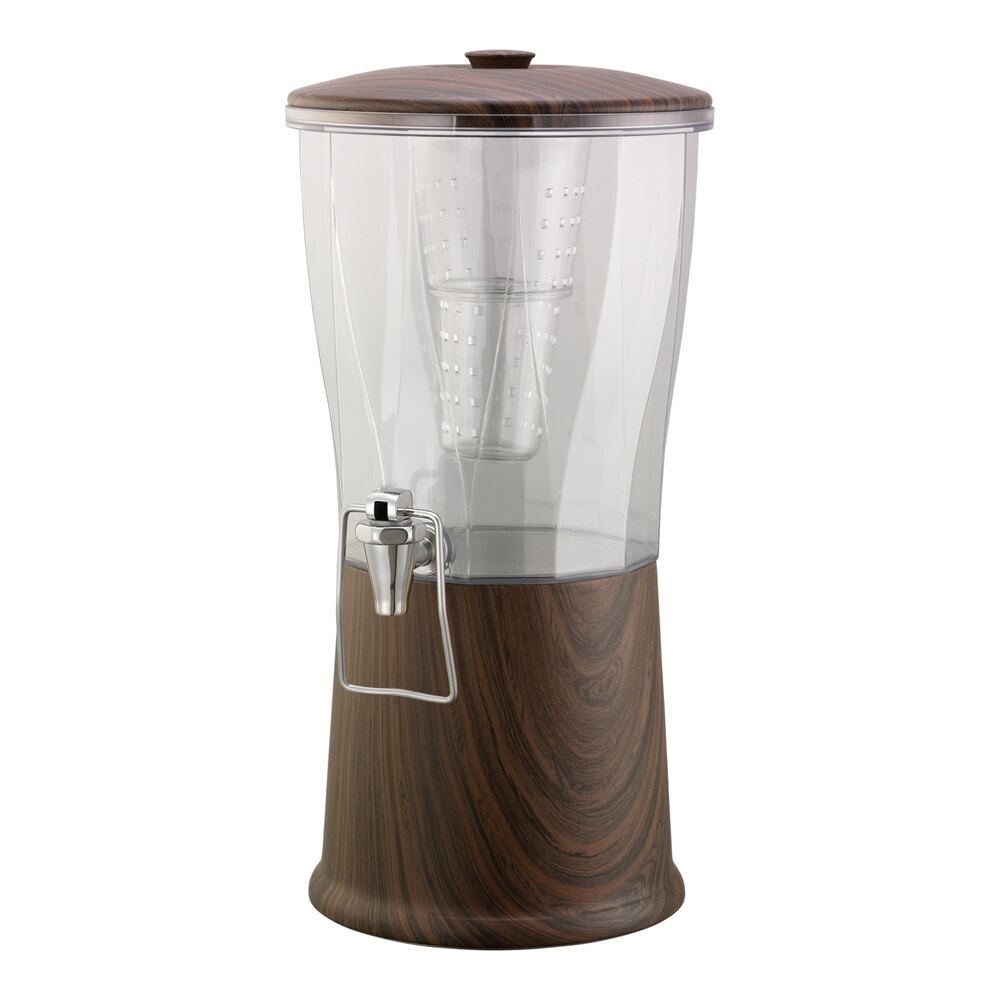Service Ideas Elite 3 Gallon Round Natural Dark Wood Stainless Steel ...