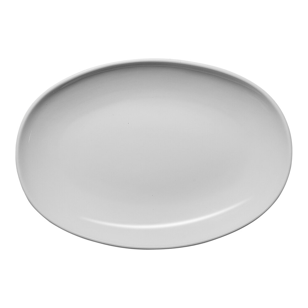 Ariane Vital Coupe 12 5/8" x 8 11/16" Warm White Oval Porcelain Rimless ...