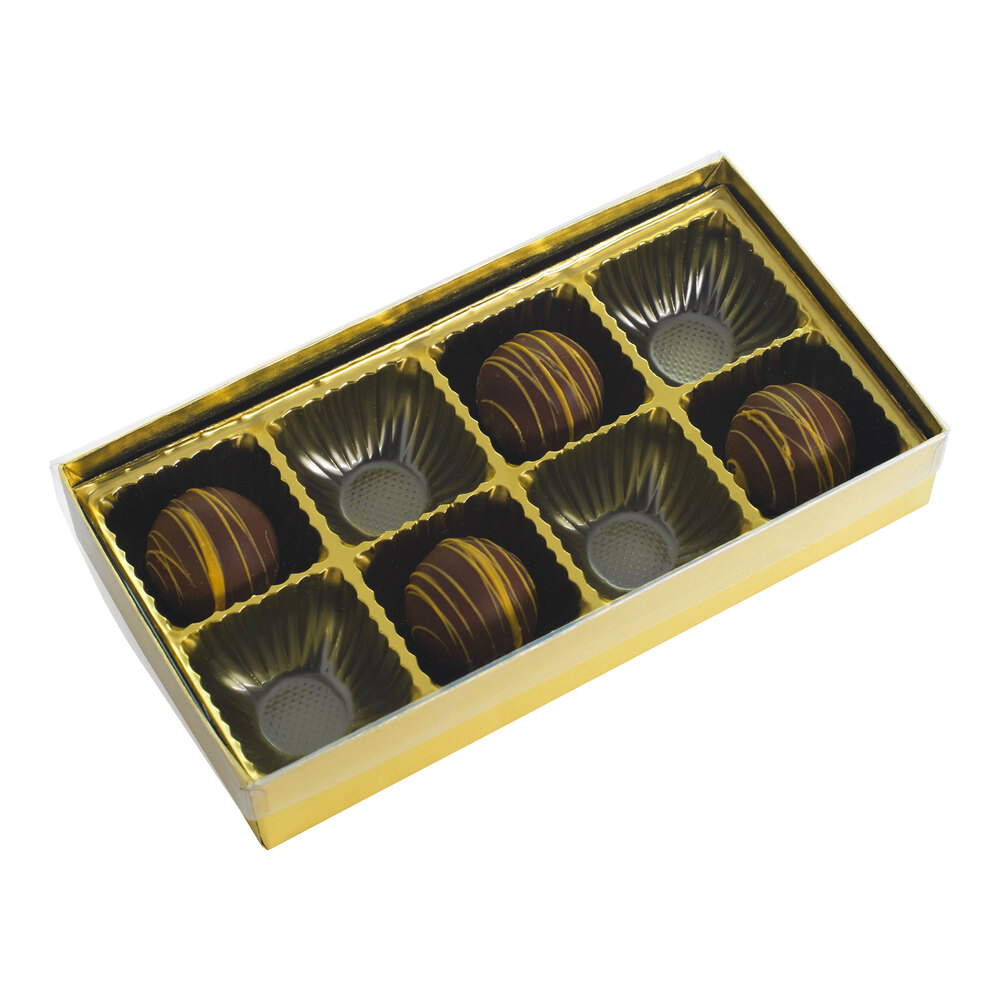Duerr Packaging 8 11/16" x 4 1/2" x 1 1/2" 2-Piece 8-Cavity Gold Candy ...