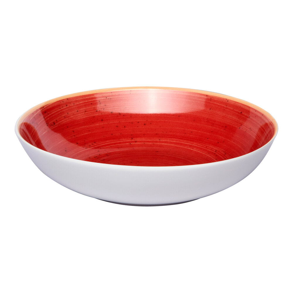 Ariane Twister 8 1/4" Red and White Two-Tone Round Porcelain Deep Coupe ...