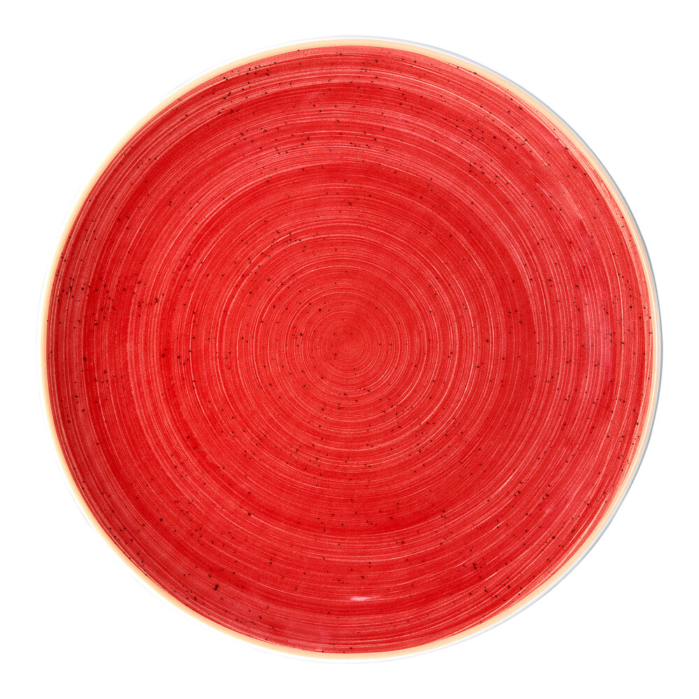 Ariane Twister 12 3/16" Red Round Rimless Coupe Porcelain Plate - 6/Case