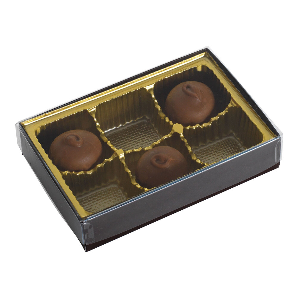 Duerr Packaging 4 5/8" x 3 1/16" x 1 1/8" 2-Piece 6-Cavity Brown / Gold ...