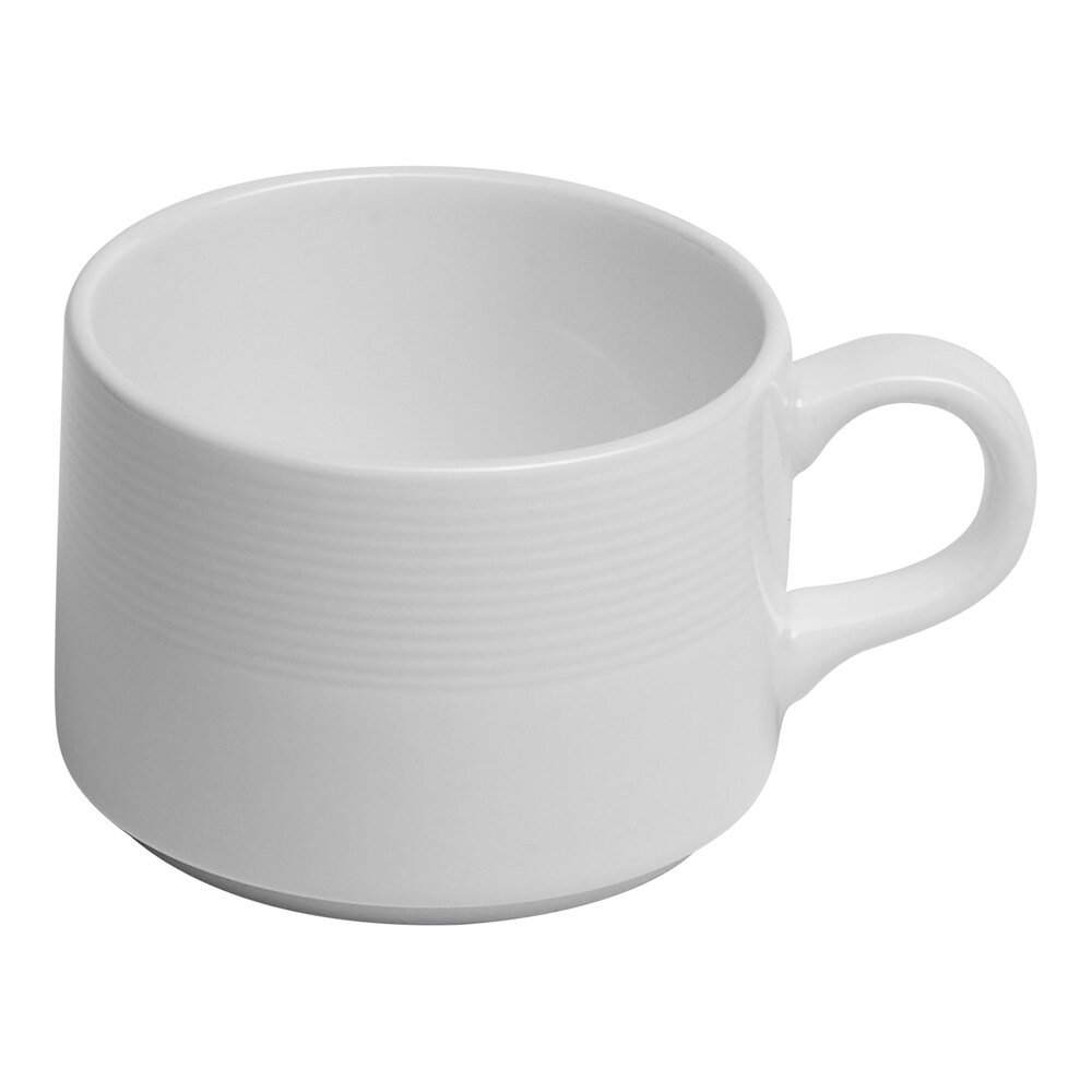 Ariane Orba 7.78 oz. White Stackable Embossed Porcelain Tea Cup - 12/Case