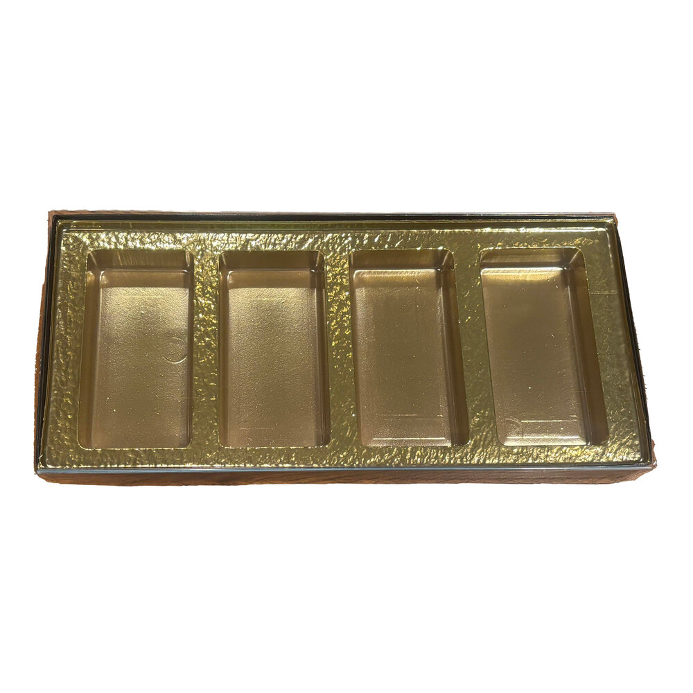 Duerr Packaging 9 15/16" x 4 1/2" x 7/8" 2-Piece 4-Cavity Black / Gold ...