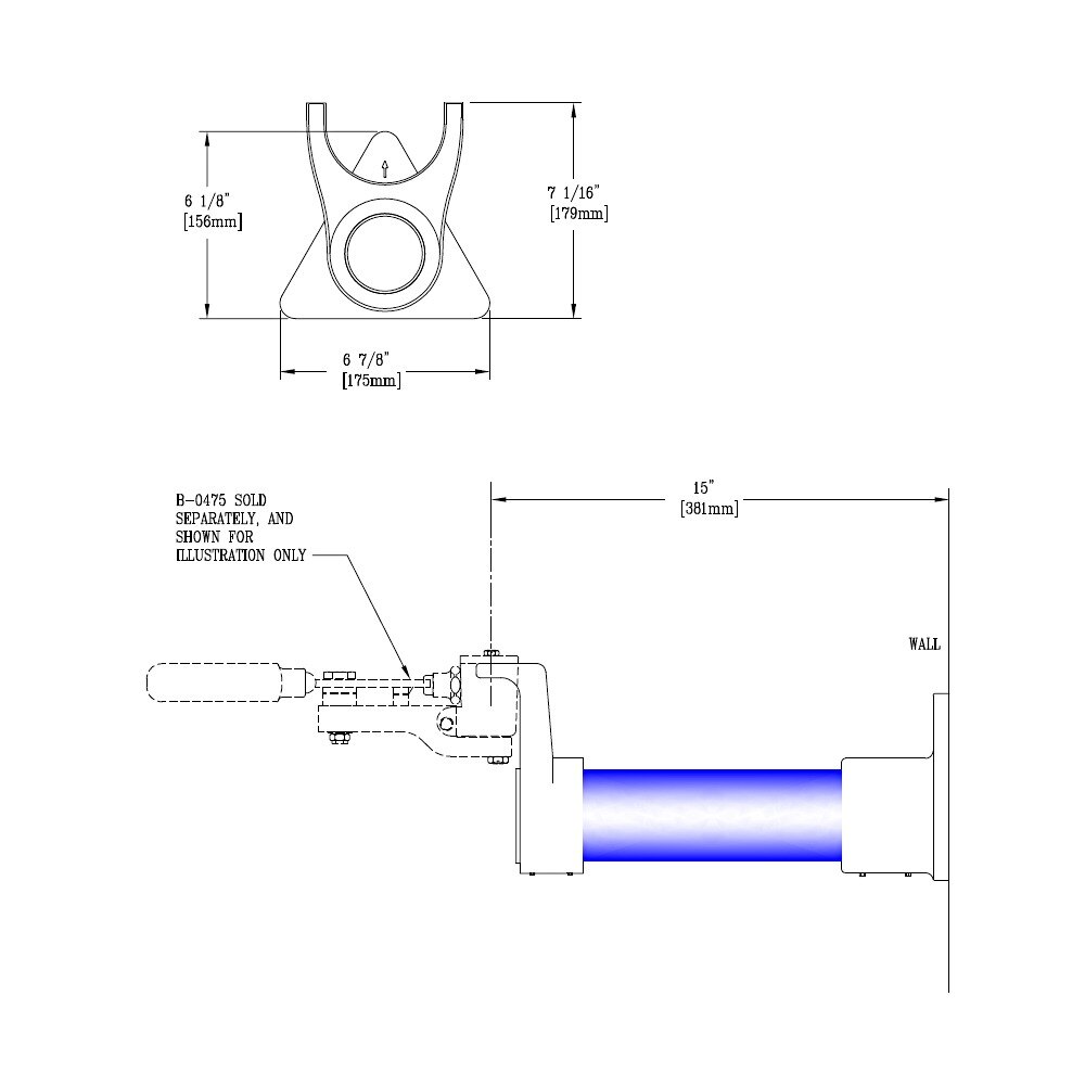 T&S B-0477 15" Wall Support for Knee Action Valve