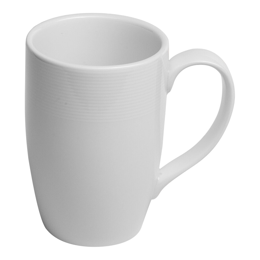 Ariane Orba 10.14 oz. White Embossed Porcelain Mug - 6/Case