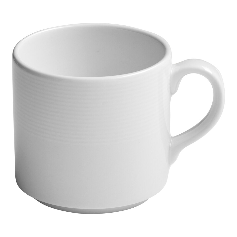 Ariane Orba 6.75 oz. White Stackable Embossed Porcelain Coffee Cup - 12 ...