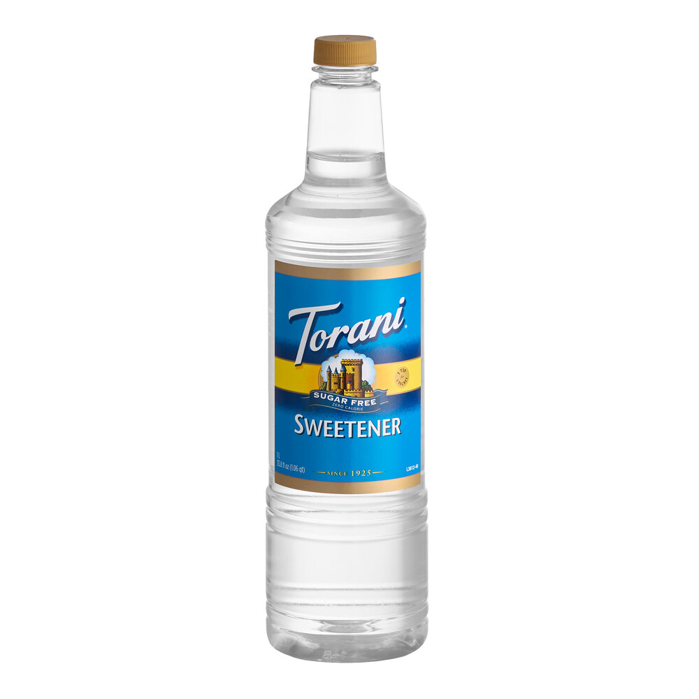 Torani Sugar-Free Sweetener Syrup Plastic Bottle 1 Liter - 6/Case