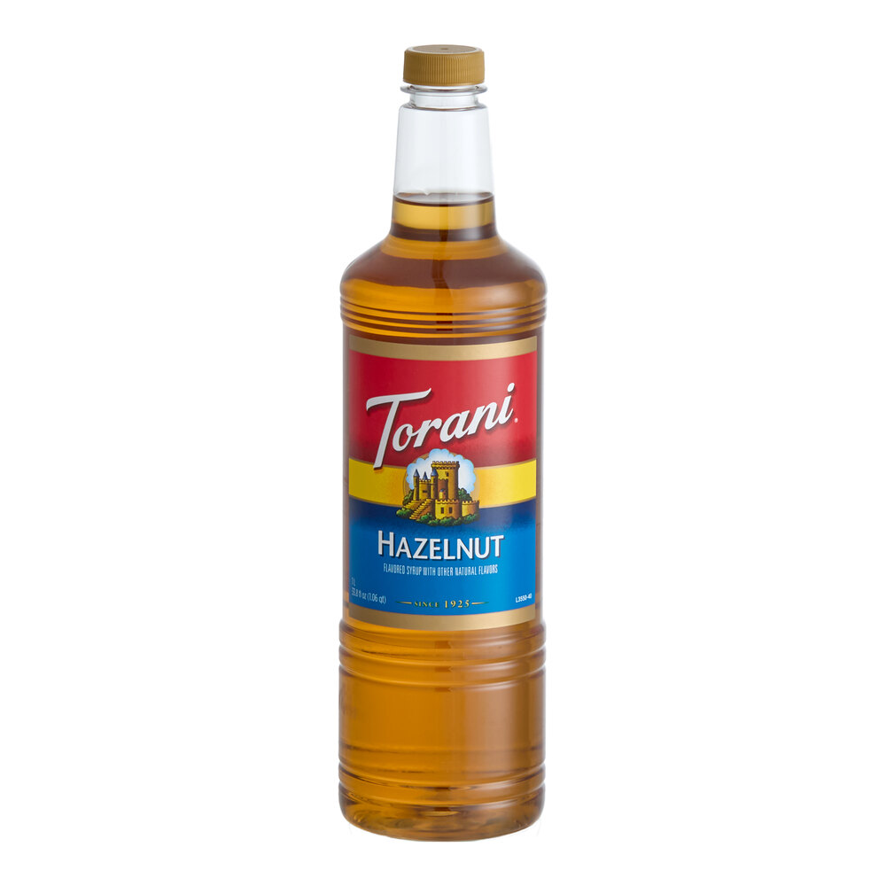 Torani Hazelnut Flavoring Syrup Plastic Bottle 1 Liter - 6/Case