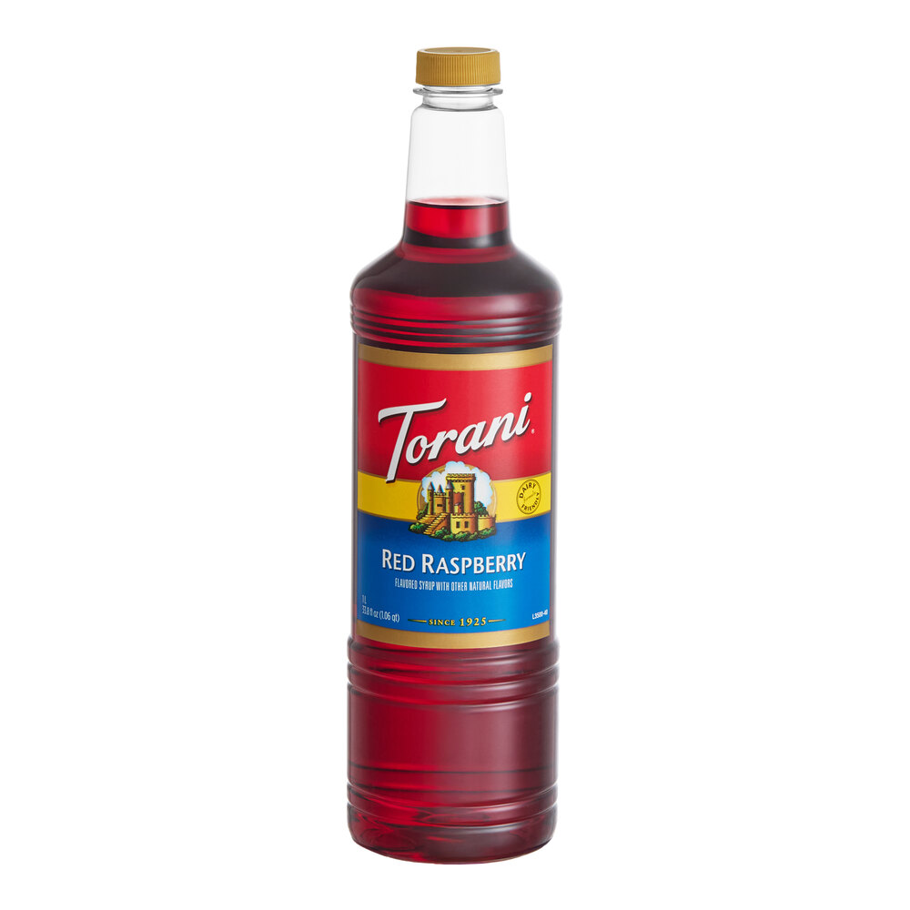 Torani Red Raspberry Flavoring / Fruit Syrup Plastic Bottle 1 Liter - 6 ...