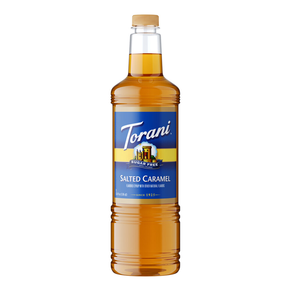 Torani Sugar-Free Salted Caramel Flavoring Syrup Plastic Bottle 1 Liter ...