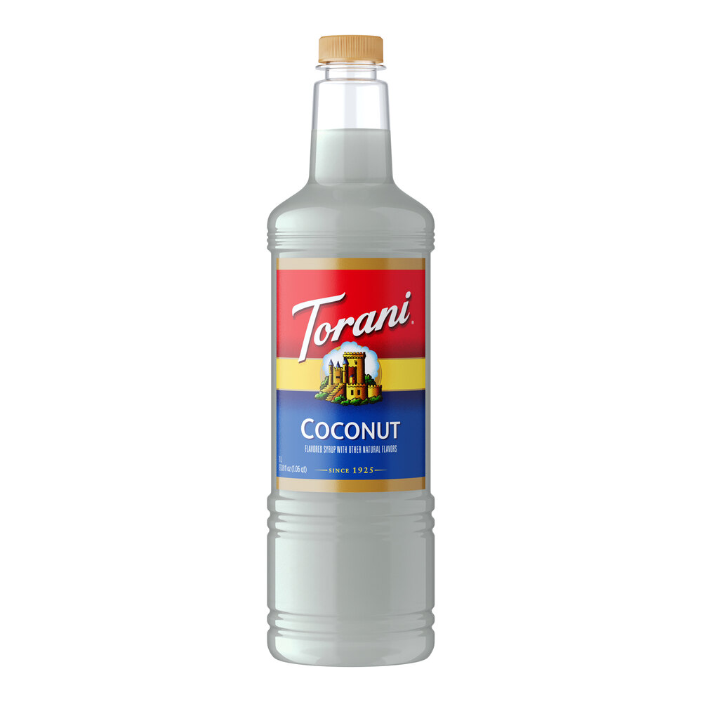Torani Coconut Flavoring Syrup Plastic Bottle 1 Liter - 6/Case