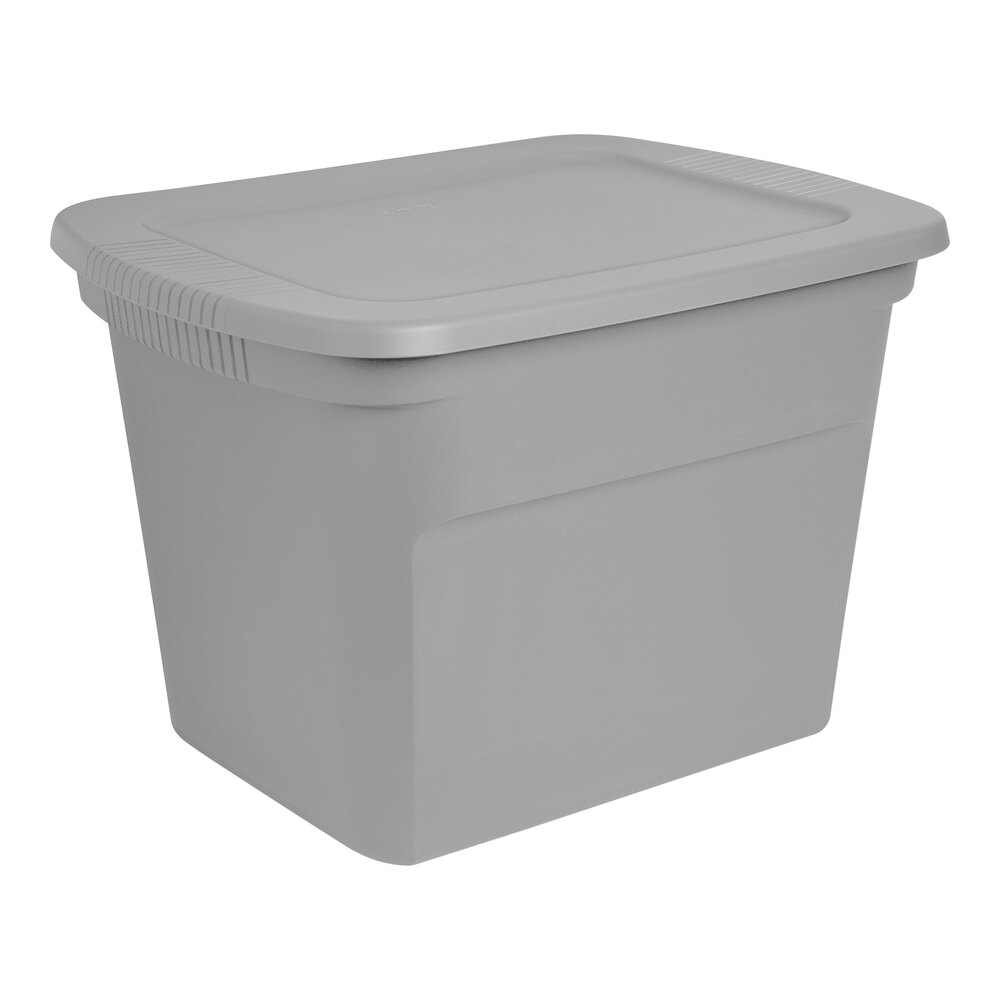 Sterilite 18 Gallon Cement Gray Storage Tote with Lid 17316A08 - 8/Case