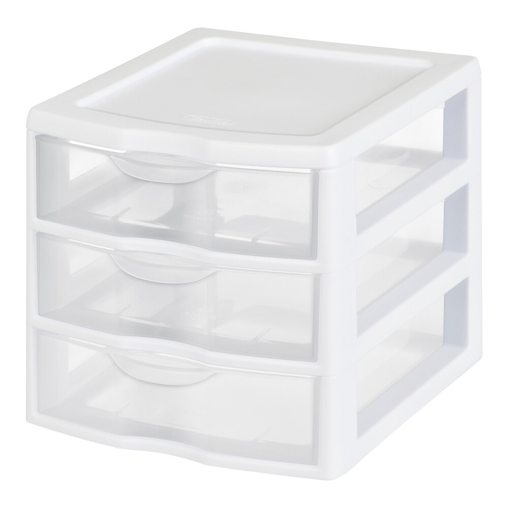 Sterilite 7 1/4" x 8 1/2" x 6 7/8" White Countertop 3-Drawer Storage ...