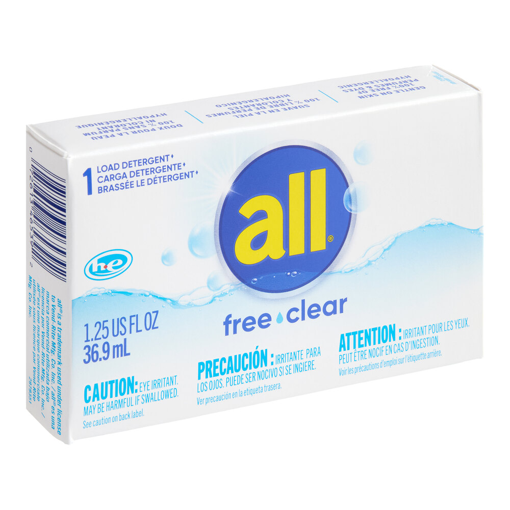 All Free Clear Coin Vend Liquid Laundry Detergent Single Load Box - 100 ...