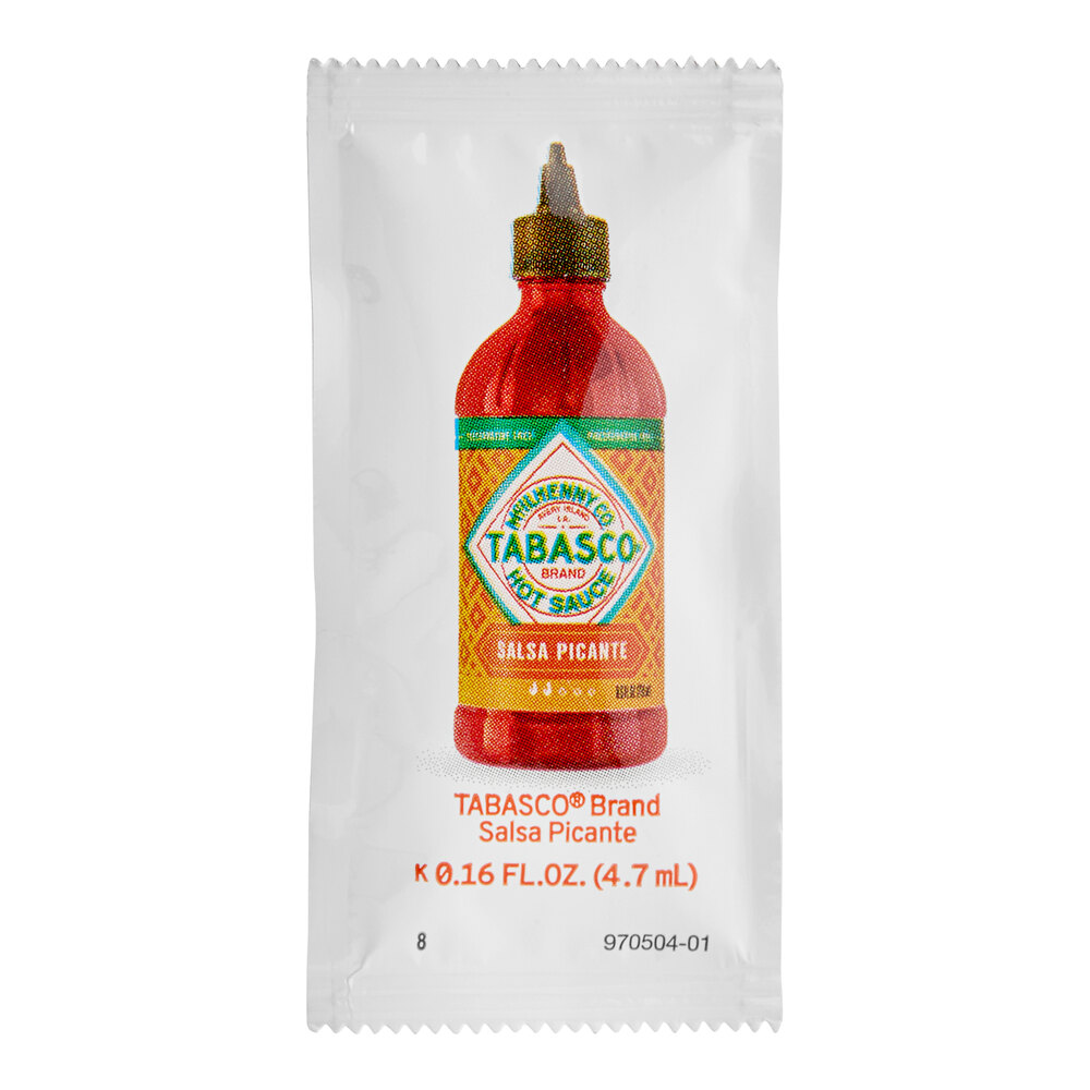 TABASCO® Salsa Picante Hot Sauce Packet 0.16 fl. oz. - 200/Case