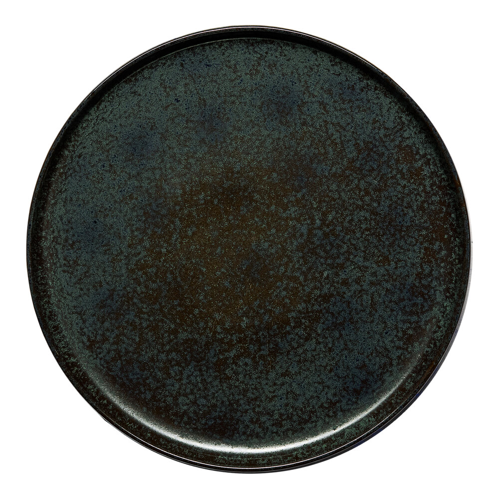 Ariane Equinox 10 5/8" Black Round Raised Rim Porcelain Plate - 4/Case