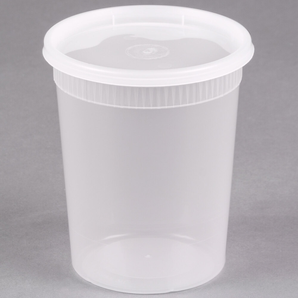Pactiv/Newspring YSD2532 32 oz. Translucent Round Deli Container Combo ...