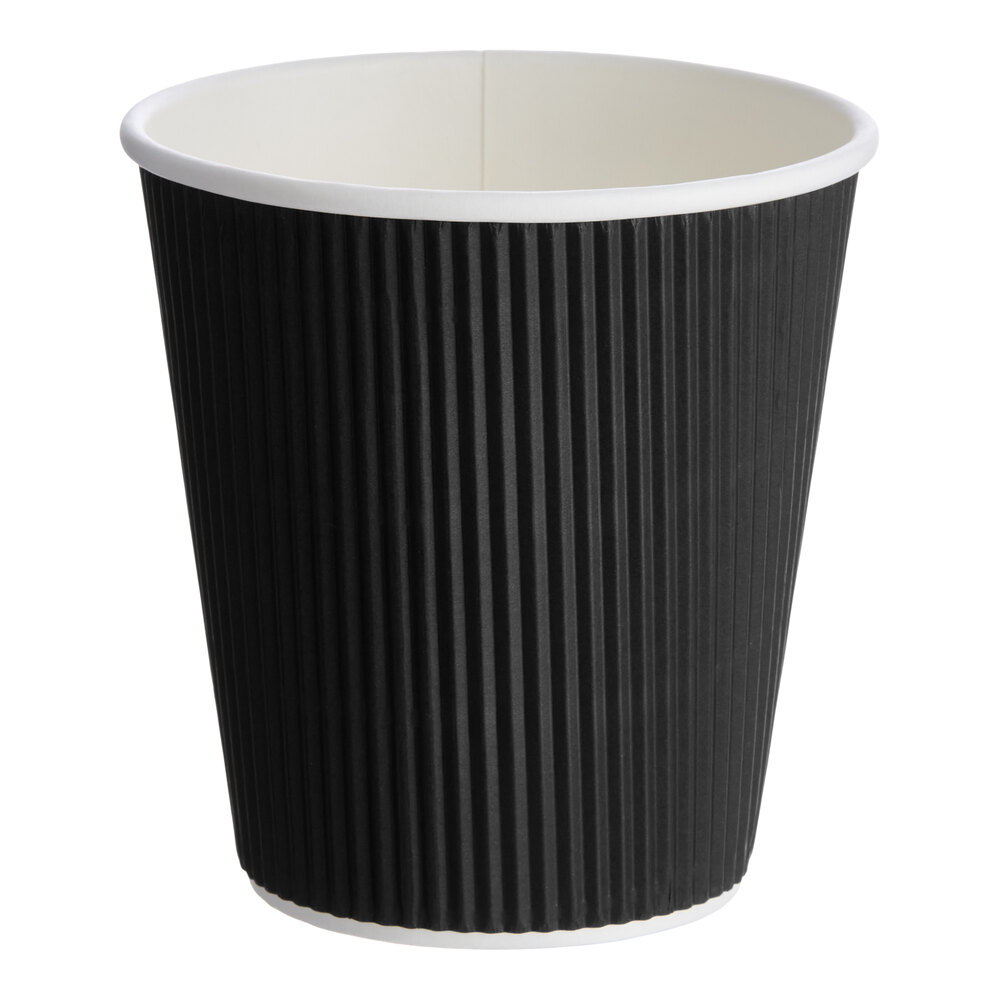 Choice 10 oz. Black Double Wall Ripple Paper Hot Cup - 500/Case