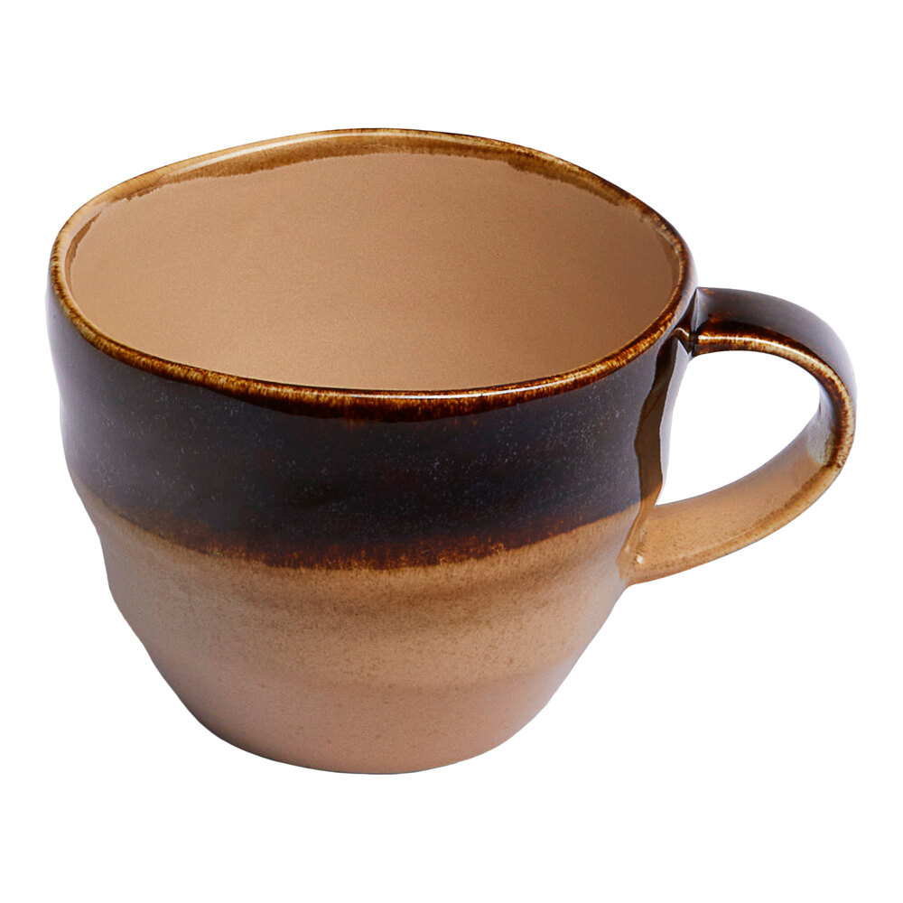 Ariane Sahara 7.78 oz. Brown Irregular Porcelain Tea Cup - 12/Case