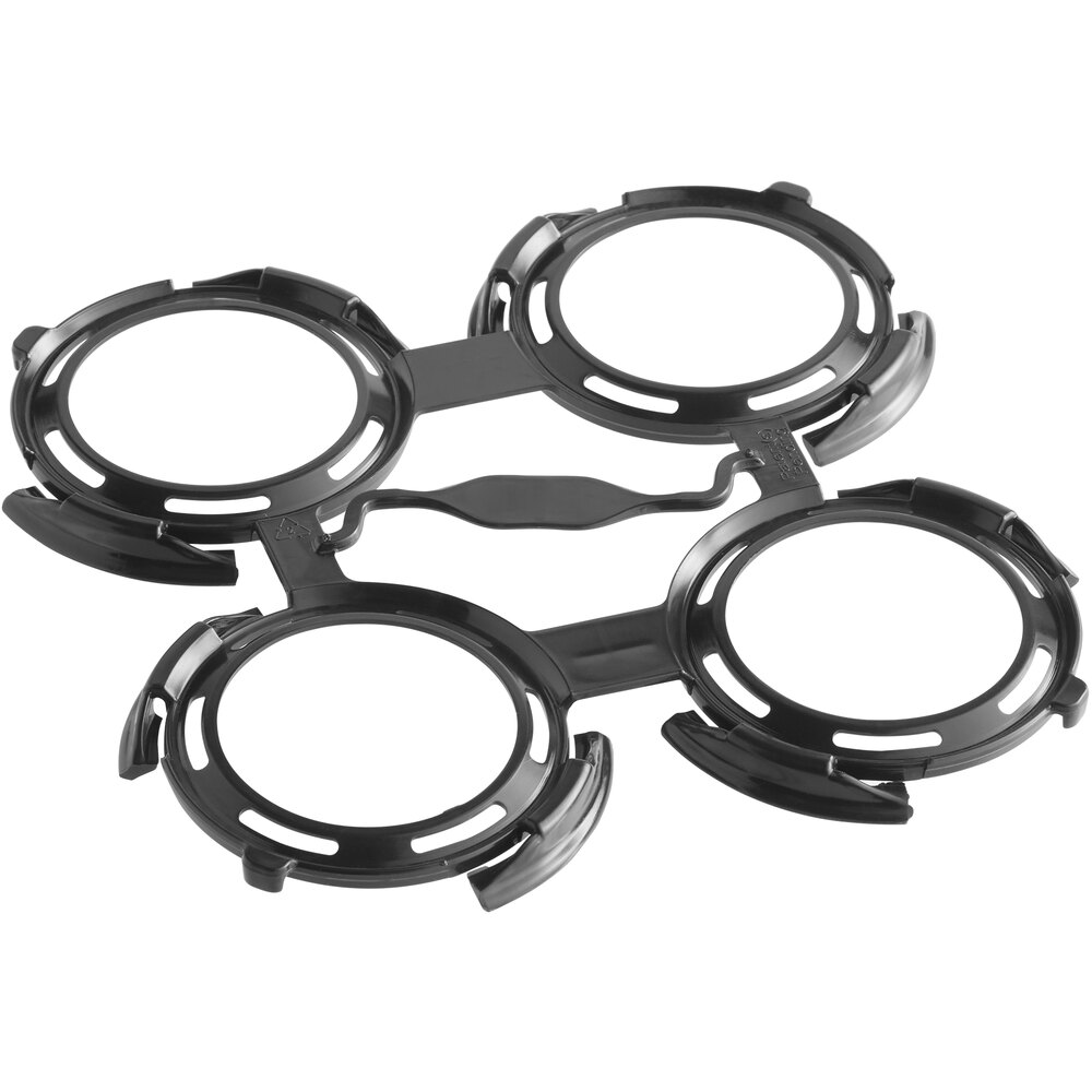 Craft-Pak Black HDPE Plastic 4-Pack Can Carrier - 708/Case