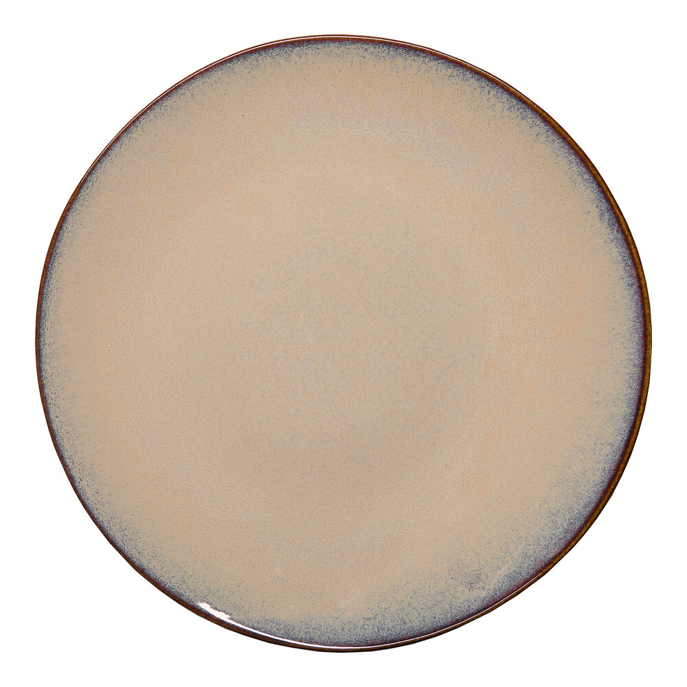 Ariane Splash Beige 11 7/16" Beige Round Slanted Porcelain Coupe Flat ...