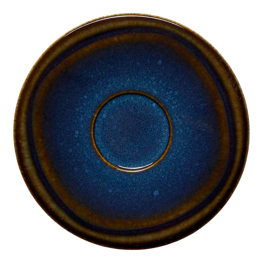 Ariane Splash Denim 5 1/8" Blue Round Embossed Porcelain Coupe Saucer ...